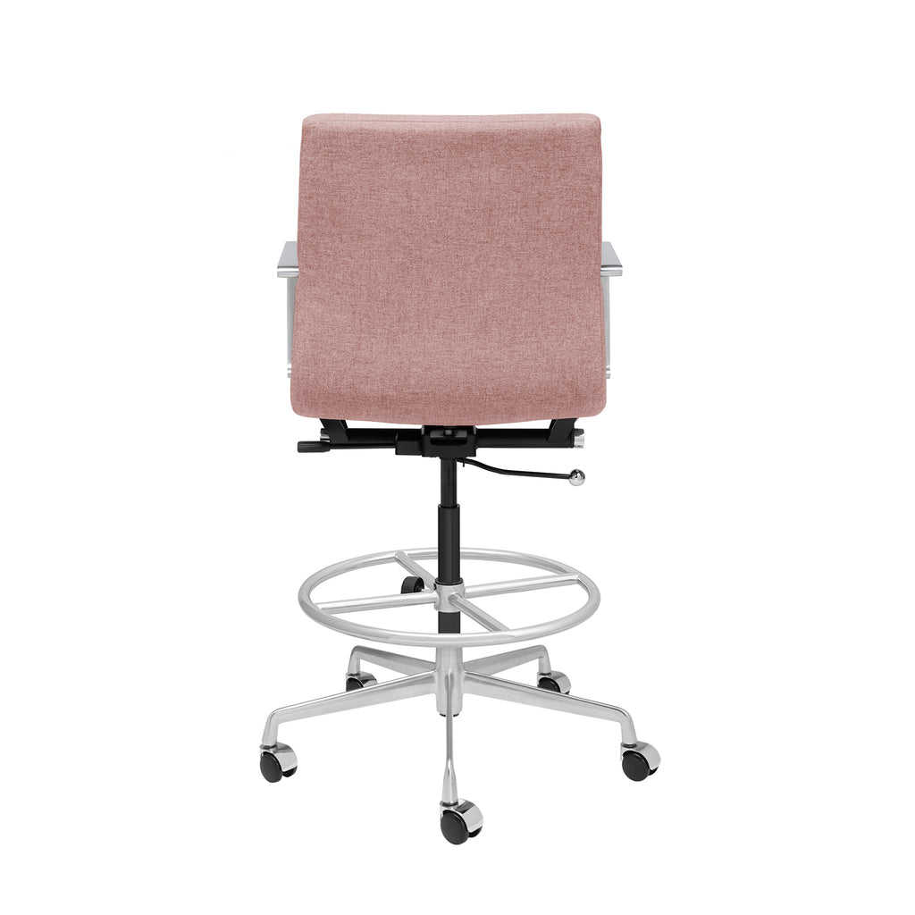 SOHO II Ribbed Drafting Chair (Coral Pink Fabric) – Laura Furniture